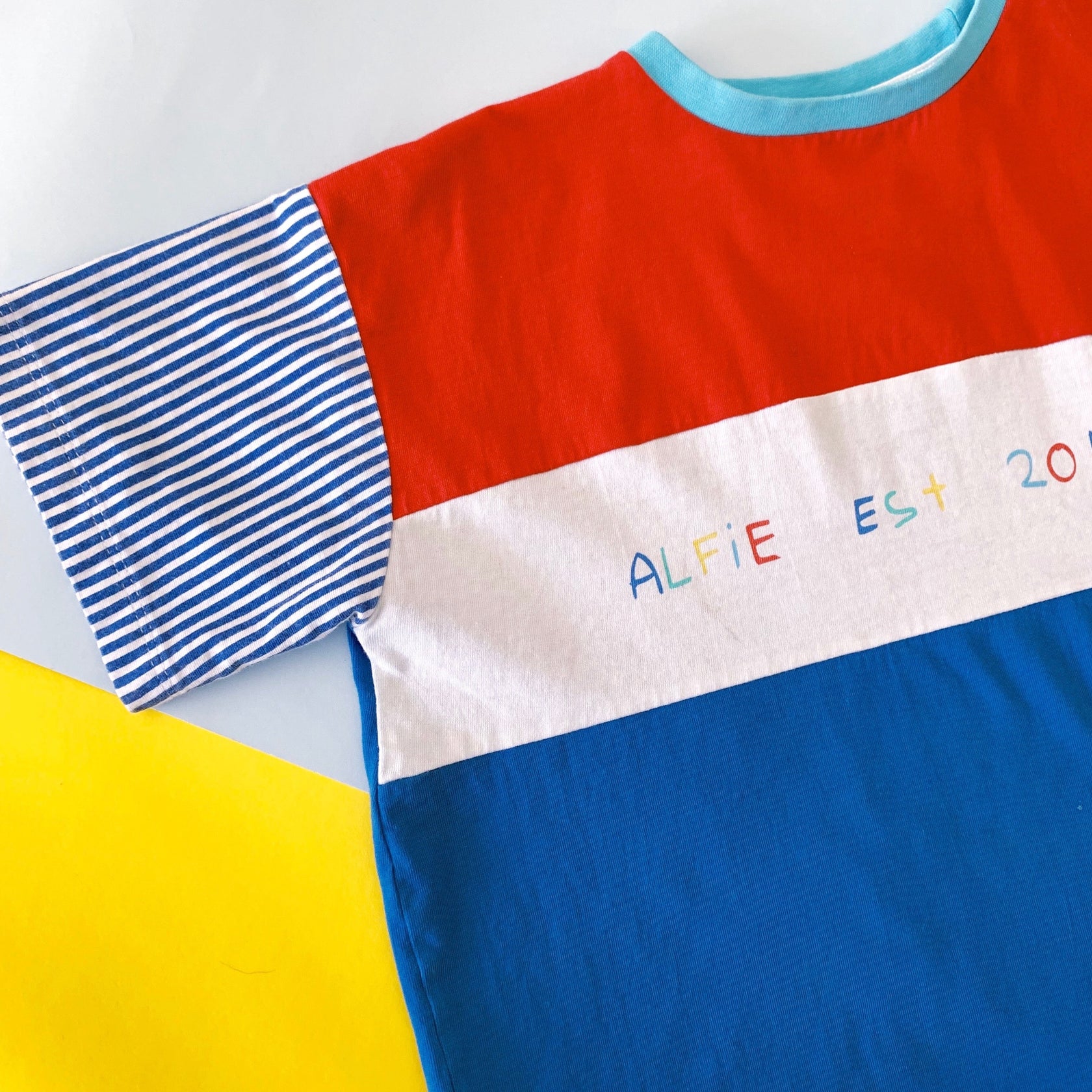 Cool Red, Blue & Yellow Cool Alfie Prime Time Block Tee Kids T-shirt ...